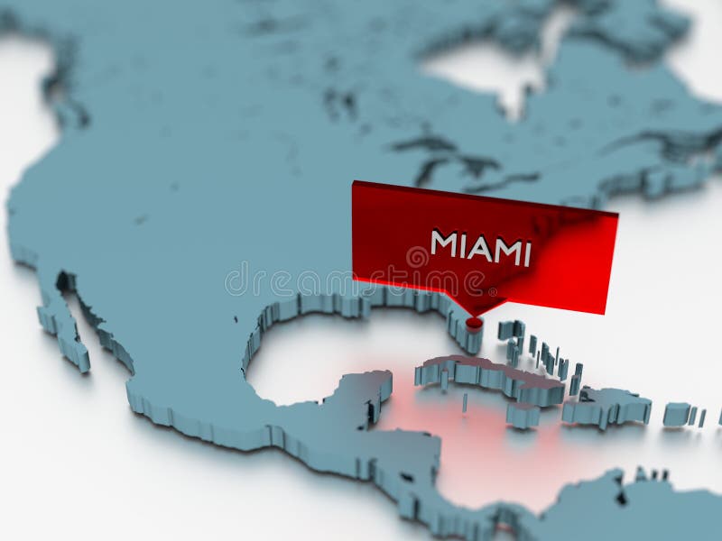 3d World Map Sticker - City of Miami Stock Illustration - Illustration ...