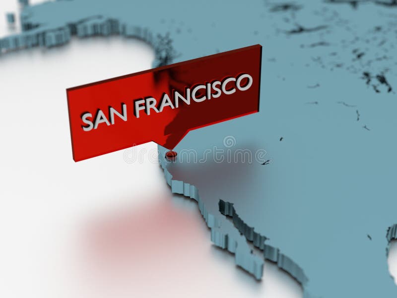 3d World Map Sticker - City of San Francisco Stock Illustration ...