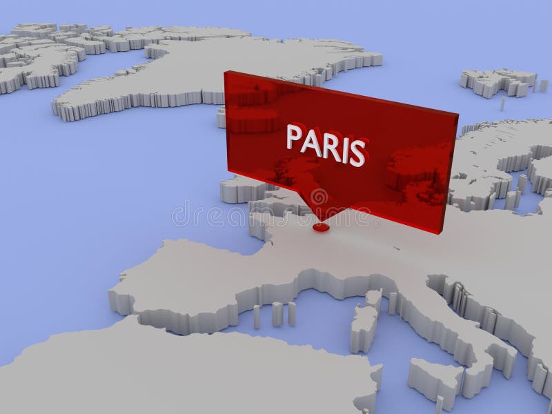 3d World Map Sticker - Paris Stock Illustration - Illustration of ...