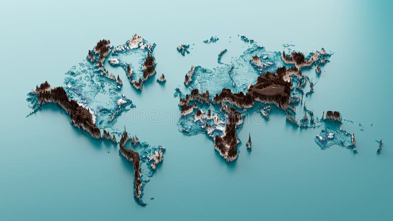 3d Topographic World Map Ocean Topography Stock Illustrations – 280 3d ...