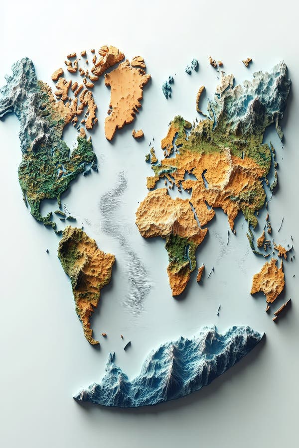 3D World Map Topography stock illustration. Illustration of topography ...
