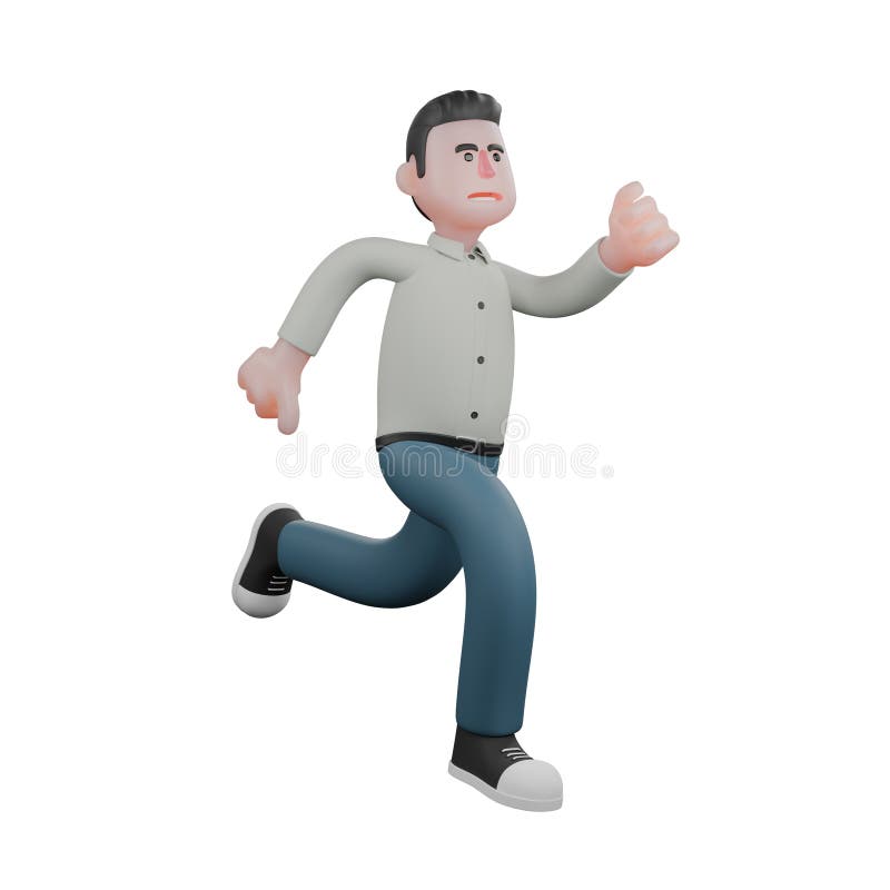 A Male Writer Runs Very Fast with a Panicked Expression Stock Image ...