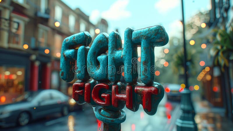 3d Written FIGHT FIGHT in the City Stock Illustration - Illustration of ...