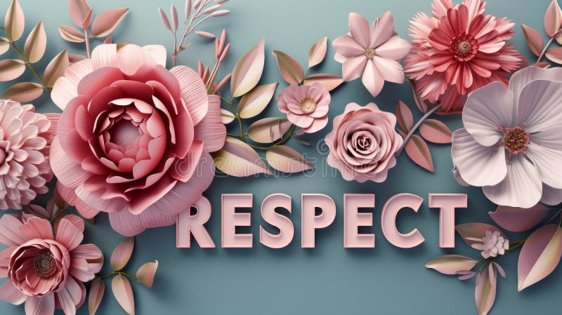3d Written Text RESPECT with Flowers Stock Illustration - Illustration ...