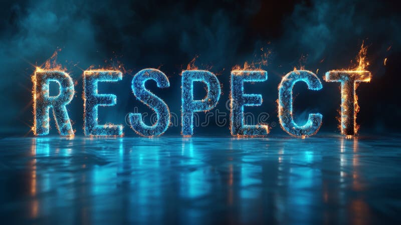 3d Written Text RESPECT Made of Blue Flames with Smoke Stock ...