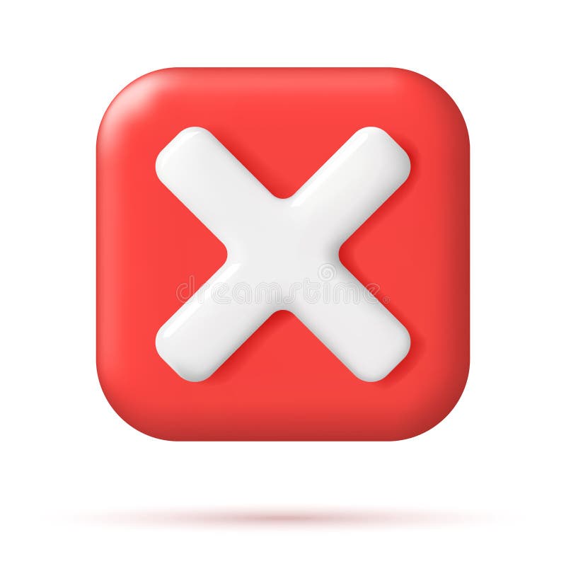3D Wrong Button in Square Shape. Stock Vector - Illustration of mark, button: 248982388