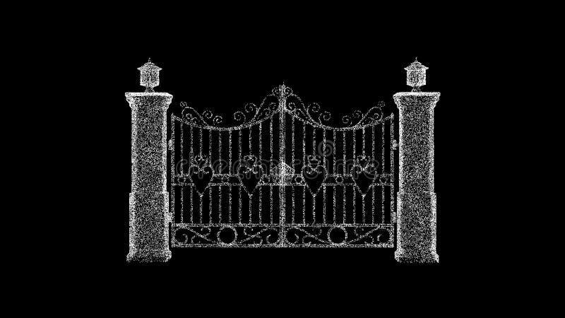 3D Wrought Iron Gates on Black Background. Architectural Concept. Iron ...