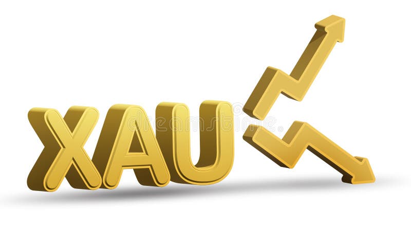 A 3D XAU (Gold) Symbol and Gold Arrow Pointing Up and Gold Arrow ...