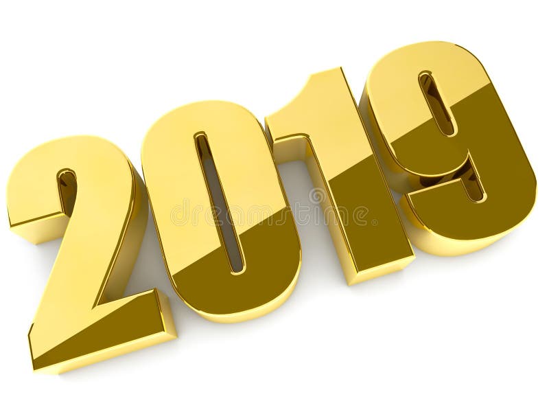 3D 2019 Year Golden Figures with Shadow Stock Illustration ...