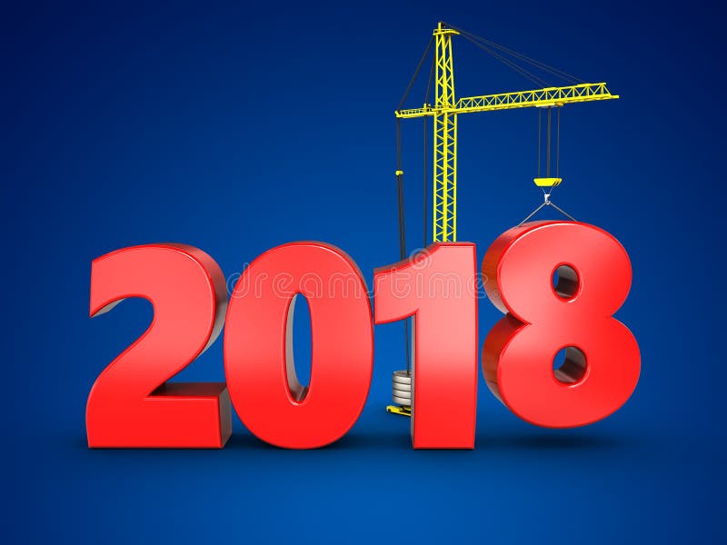 3d 2018 year sign stock illustration. Illustration of render - 100616942