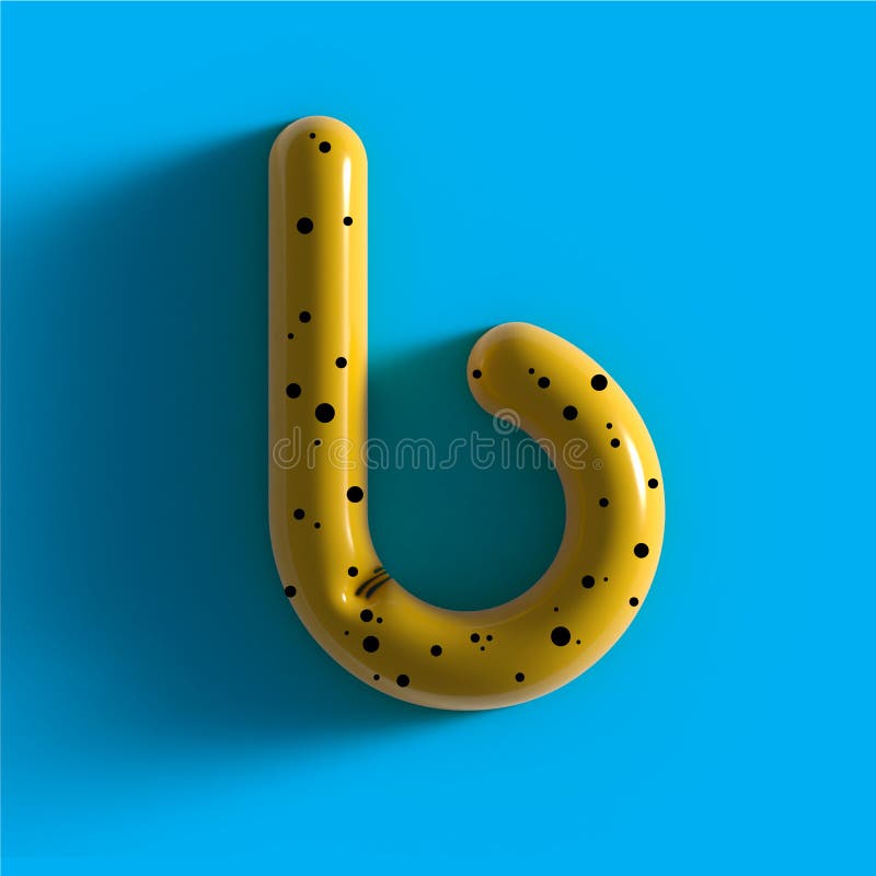 3d Yellow Bubble Plastic Letter B . Glossy Yellow Alphabet Letter B ...