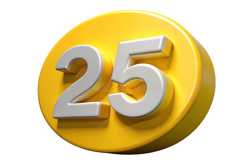 Yellow Button with Number 25 Icon Design Stock Illustration ...