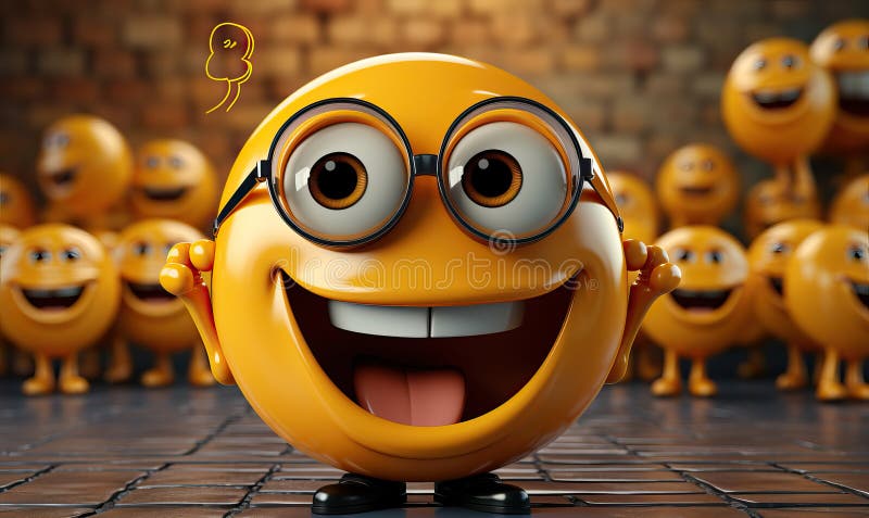 3d Yellow Cartoon Smiling Emoticon, Emotional Emoticon. Stock ...