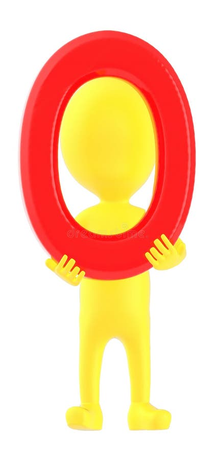 3d Yellow Character Holding a Zero Number Stock Illustration ...