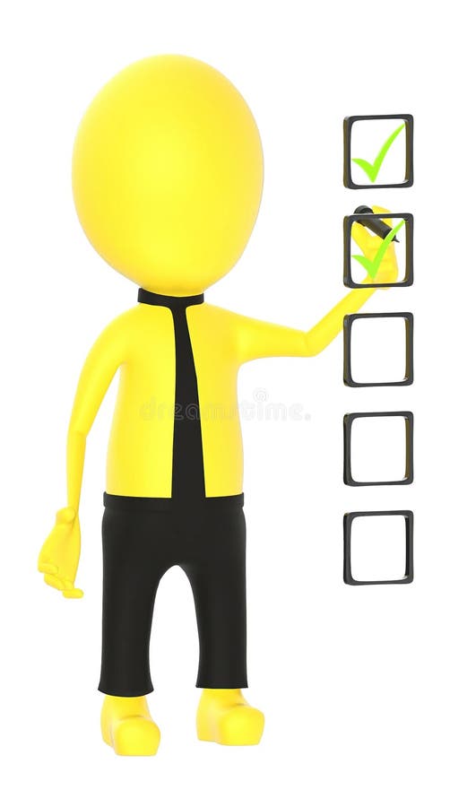 3d Yellow Character Marking Each Column with Tick Marks Using His ...