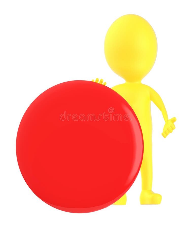 3d Yellow Character Presenting a Empty Red Circular Shape Stock ...