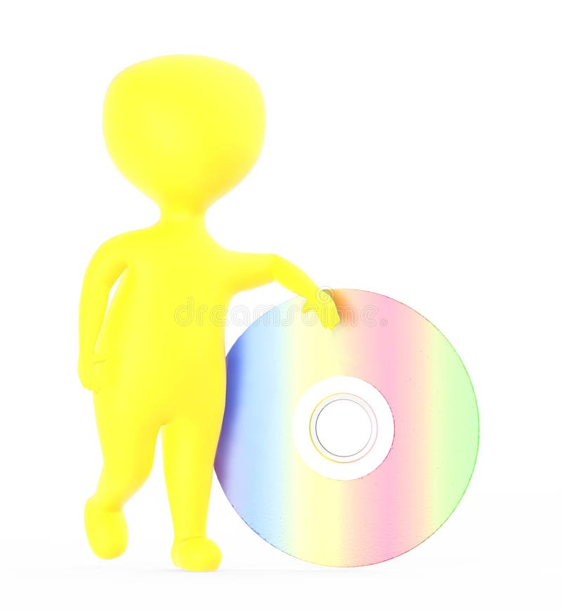 3d Yellow Character Presenting a Storage Disc Stock Illustration ...
