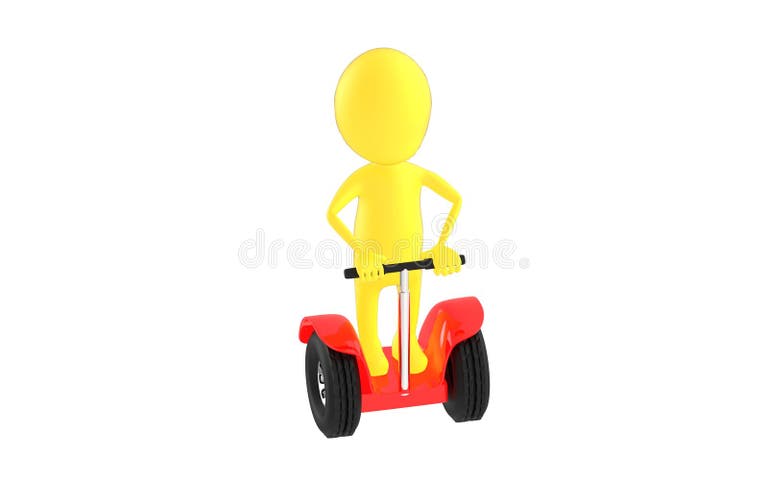 3d Yellow Character Riding a Segway Stock Illustration - Illustration ...