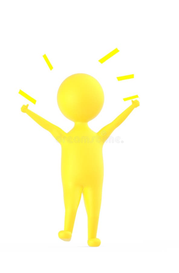 3d Yellow Character Showing Happiness / Excitment / Joy Stock ...