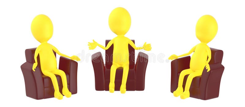 3d Yellow Character , Character Sitting in Sofa Chair and Talking Stock ...