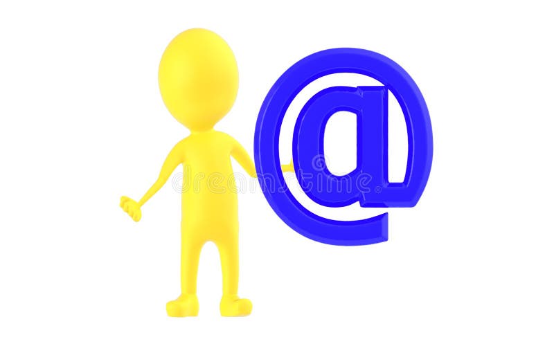 3d Yellow Character , Standing Near To Email Sign Stock Illustration ...