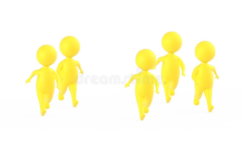 3d Yellow Characters Runners Stock Illustration - Illustration of white ...