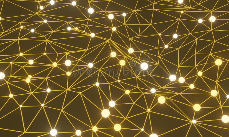 3D Yellow Data Network. Abstract Grid Background Stock Illustration ...