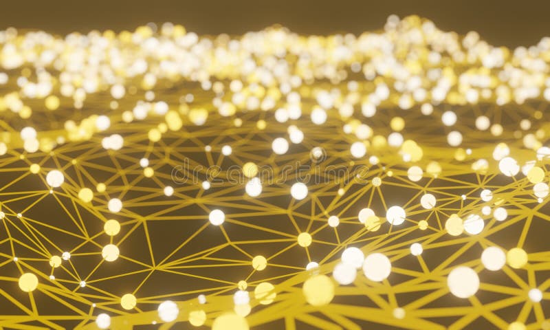 3D Yellow Data Network. Abstract Grid Background Stock Illustration ...
