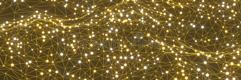 3D Yellow Data Network. Abstract Grid Background Stock Illustration ...