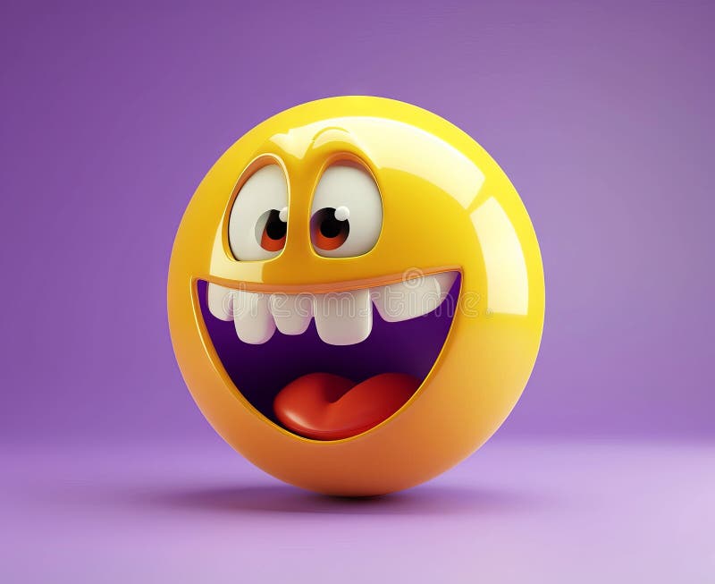 A 3d Yellow Emoji Face Showing Laughing Stock Illustration ...