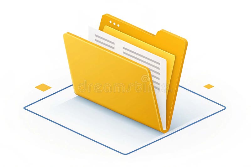 3D Yellow Folder Icon â€ Digital Document Storage on White Background ...