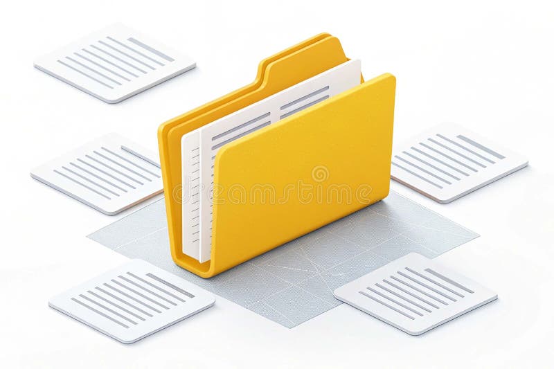 3D Yellow Folder Icon â€ Digital Document Storage on White Background ...