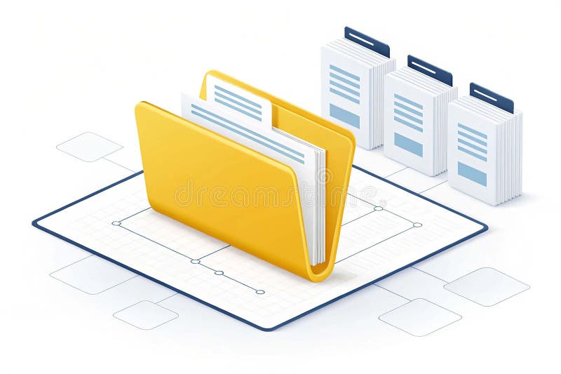 3D Yellow Folder Icon â€ Digital Document Storage on White Background ...