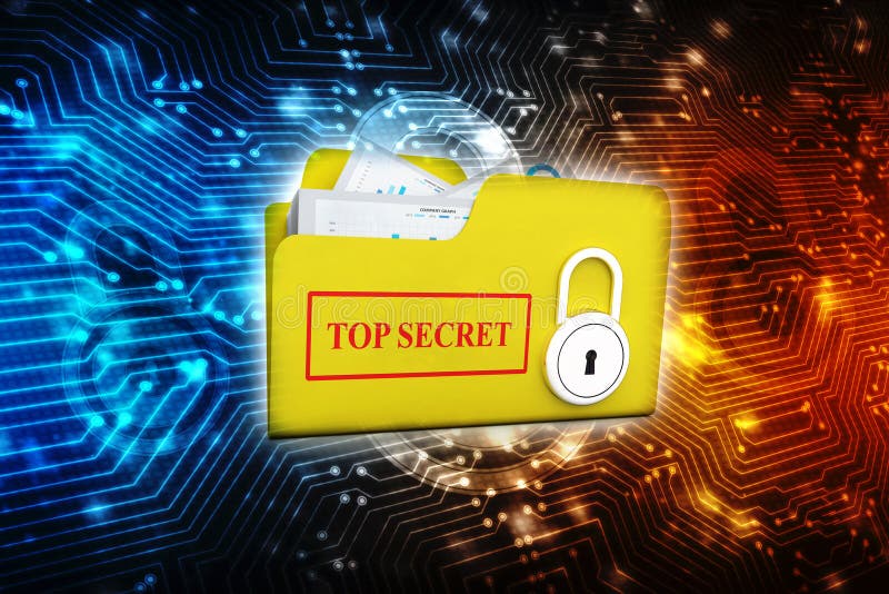 Security Concept, Folder with Lock. 3d Render Stock Illustration ...