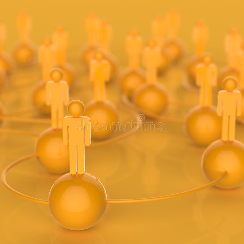 3d Yellow Human Social Network and Leadership Stock Illustration ...