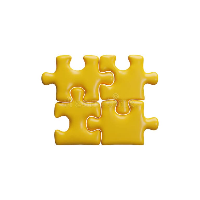 3D Yellow Jigsaw Puzzle Pieces Connection, Assembly Part of Jigsaw ...