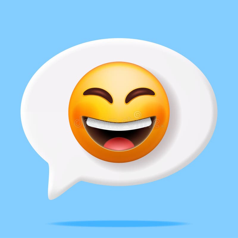 3D Yellow Laugh Emoticon in Speech Bubble Stock Illustration ... 3D Yellow Laugh Emoticon in Speech Bubble Stock Illustration ...