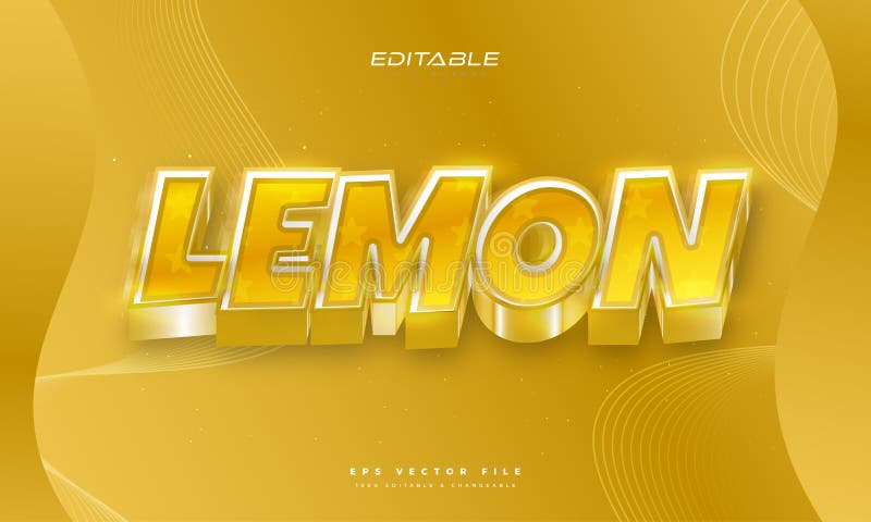 3D Yellow Lemon Text Style Effect. Editable Text Effect Stock Vector ...
