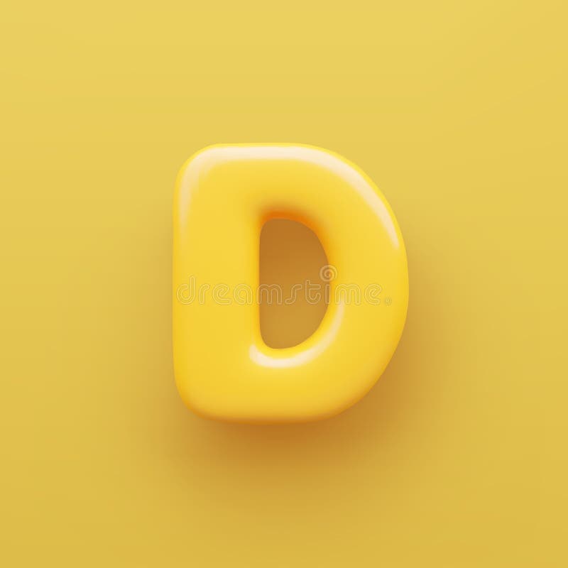 3D Yellow Letter D with a Glossy Surface on a Yellow Background . Stock ...