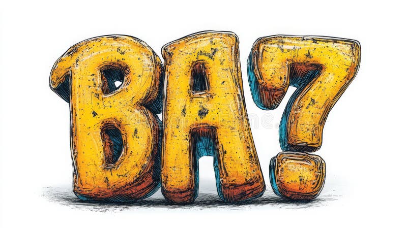 3D Yellow Letters BA? Illustration Stock Illustration - Illustration of ...