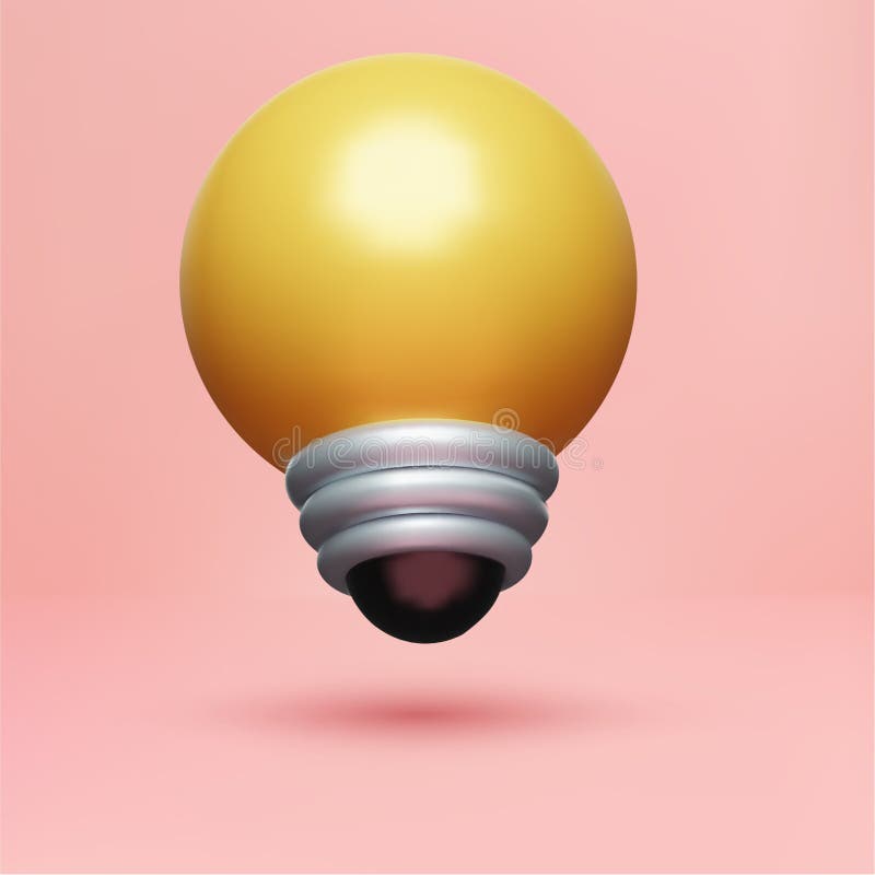3d Yellow Light Bulb. 3d Vector Render Style Stock Vector ...
