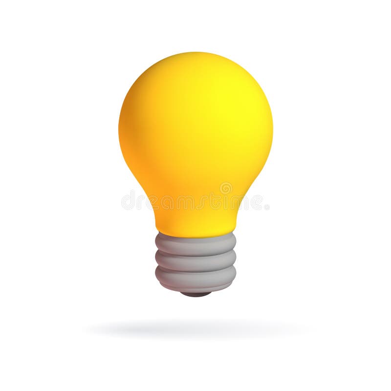 3d Yellow Lighting Bulb Icon. Stock Vector - Illustration of vector ...
