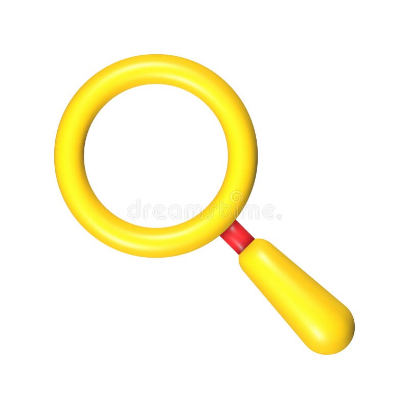 3D Yellow Magnifying Glass. Vector Icon Stock Vector - Illustration of ...