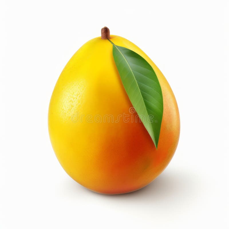 3d Yellow Mango with White Background Stock Illustration - Illustration ...