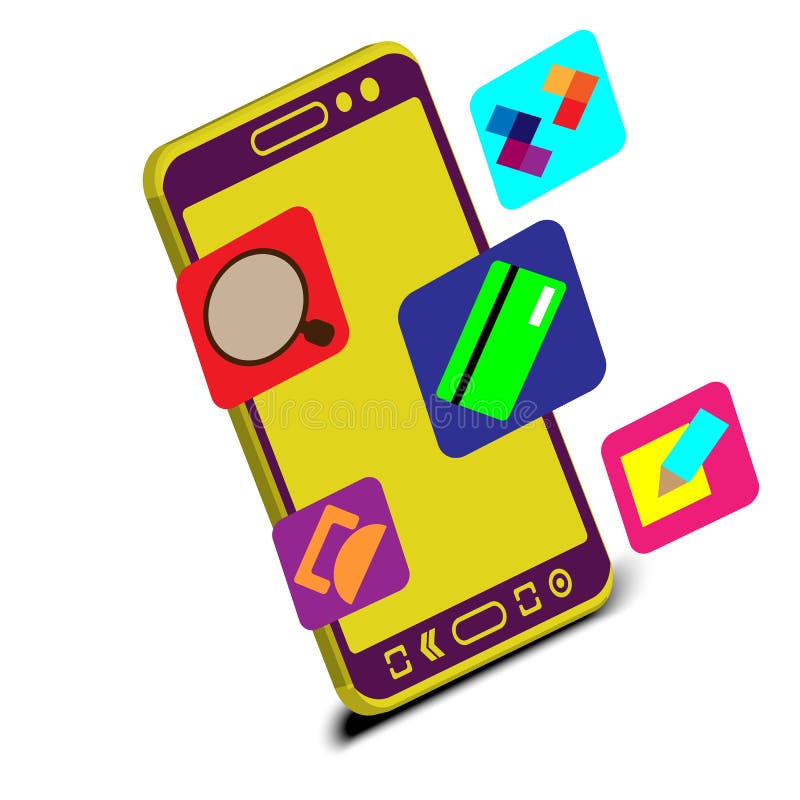 3-D Yellow Mobile and Application Stock Vector - Illustration of vector ...