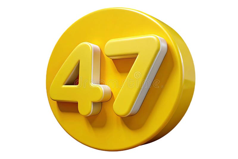 Yellow Number 47 Glossy Circular Icon Design Stock Illustration - Illustration of sleek, badge ...