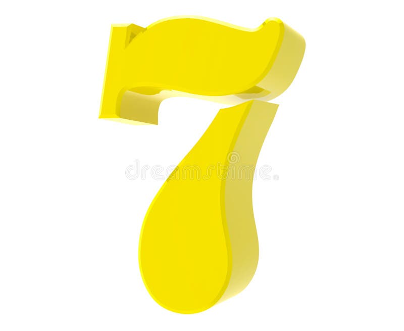 3d Yellow Number 7 on White Background 3d Rendering Stock Illustration ...