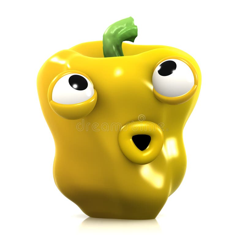 3d Yellow Pepper Pulls a Funny Face Stock Illustration - Illustration ...