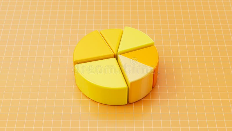 3D Yellow Pie Chart with Colorful Segments. Information Graphic ...