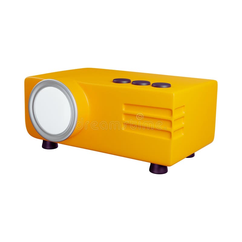 3d Yellow Projector Gadget Icon Mockup Design Stock Illustration ...